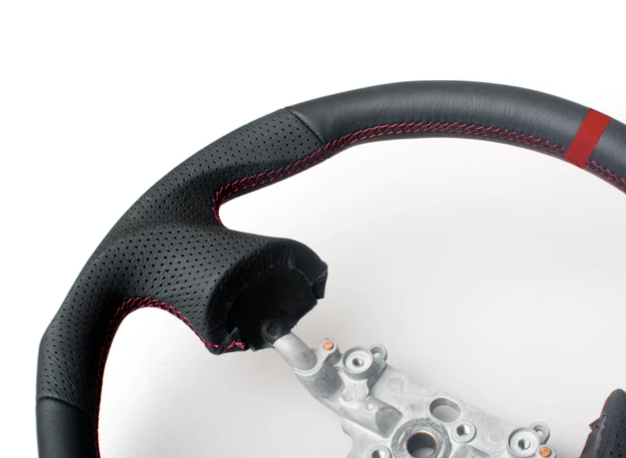 Enhanced Cipher Steering Wheel Leather with Red Stitching & Centre Str ...